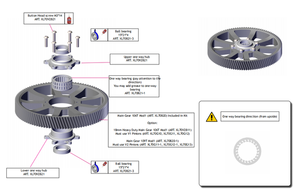 XL70V2B21 New One Way Bearing Hub Assembly – Rapid Helis Australia